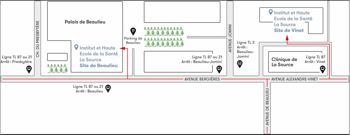 Plan d'accès - Institut et Haute Ecole de la Santé La Source